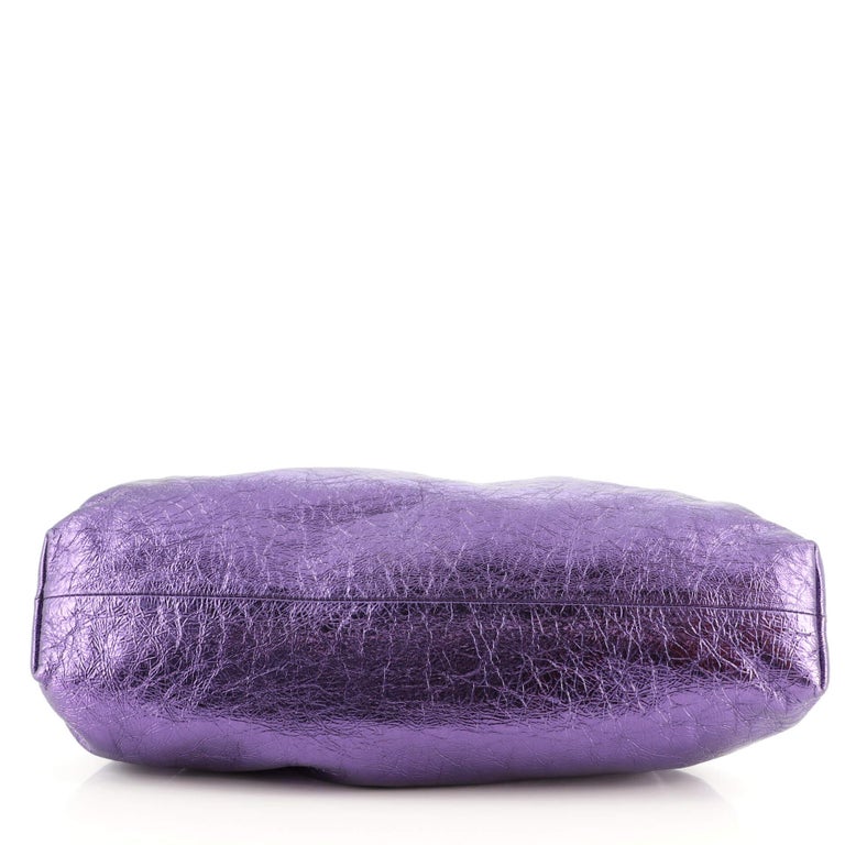 Bottega Veneta The Pouch Crinkled Metallic Leather For Sale at 1stDibs