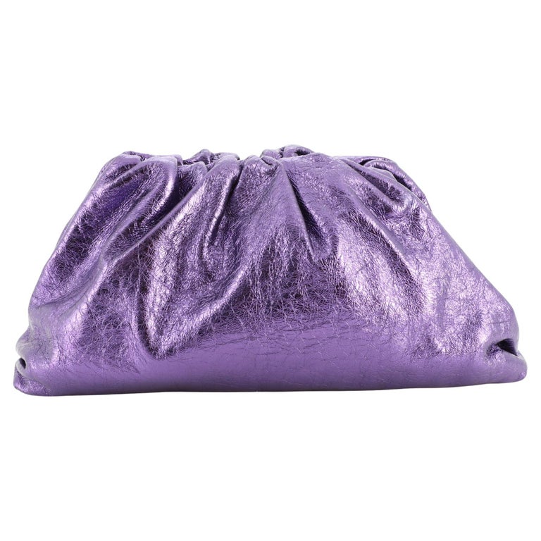 Bottega Veneta The Pouch Crinkled Metallic Leather For Sale at 1stDibs
