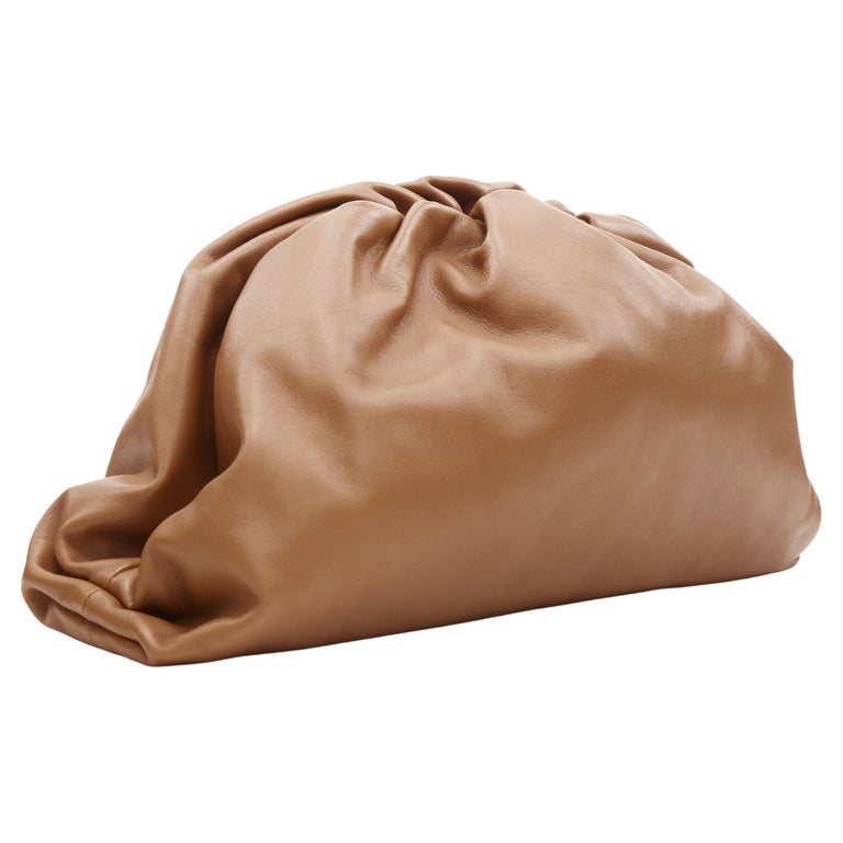 BOTTEGA VENETA The Pouch Large Butter brown leather gathered dumpling ...