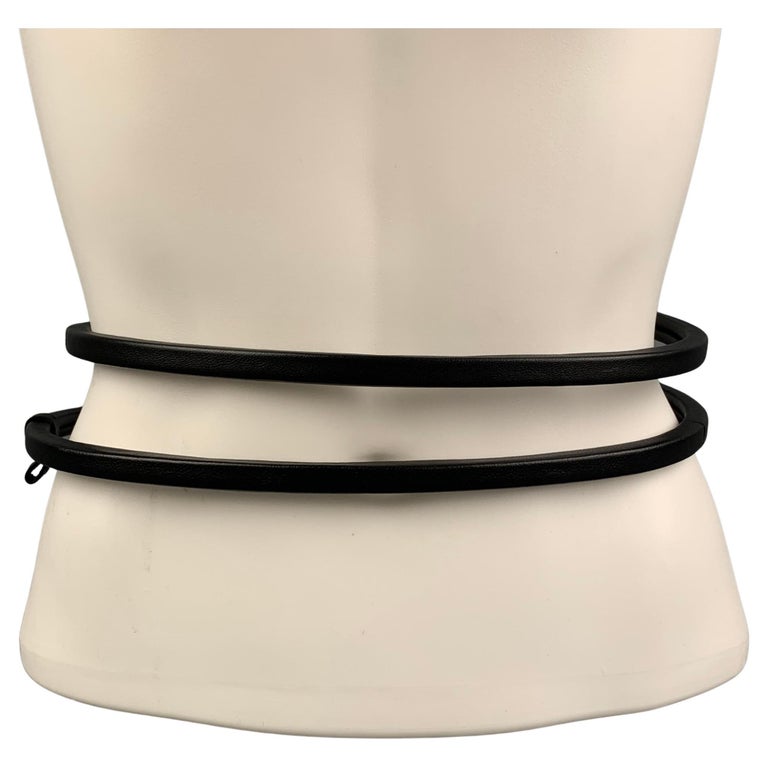 BOTTEGA VENETA Waist Size S Black Silver Leather Snake Belt For Sale at ...