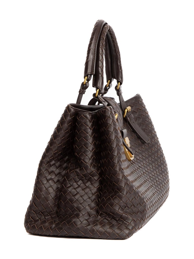 Bottega Veneta Women's Brown Leather Intreccaito Roma Tote Bag For Sale ...