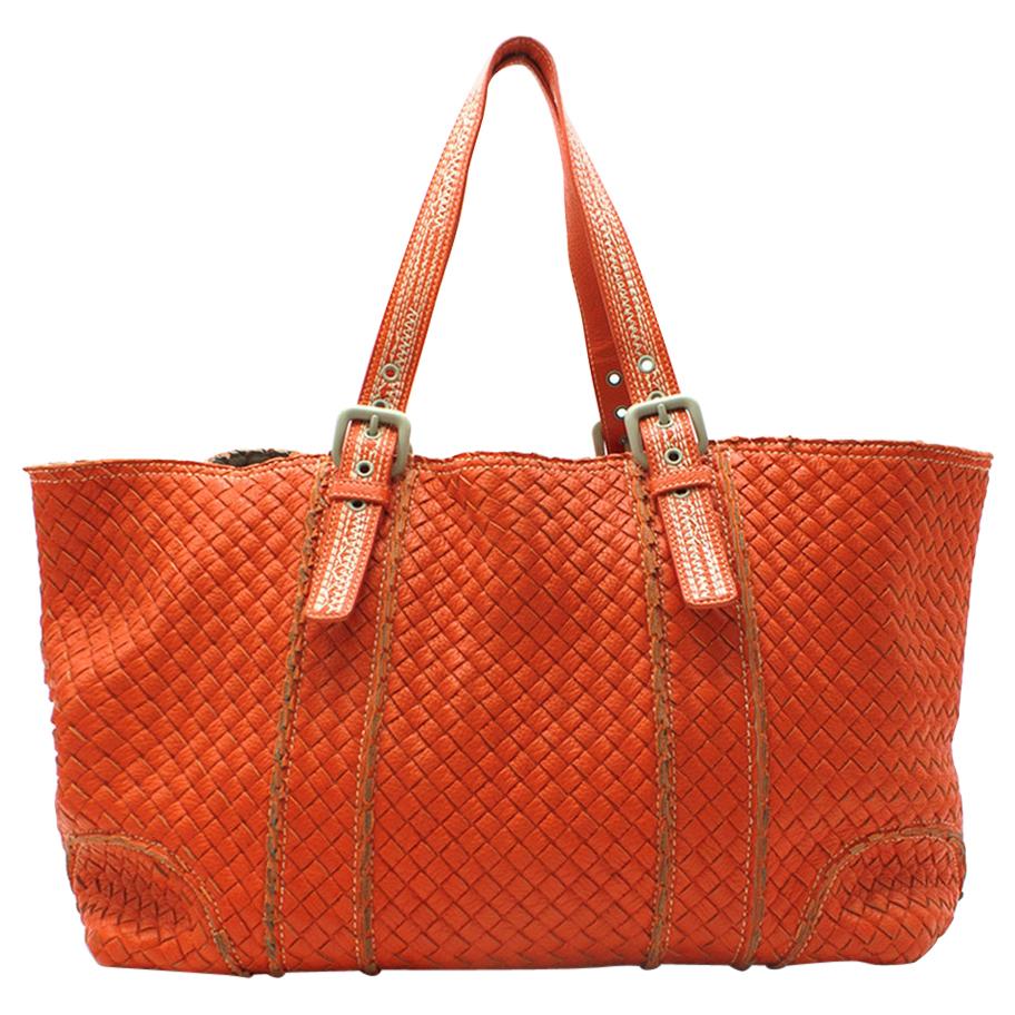 Bottega Veneta XL Red Intrecciato Stitch Detail Cabas Bag at 1stDibs