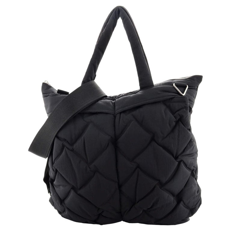 Bottega Veneta Zip Top Convertible Tote Embossed Nylon at 1stDibs