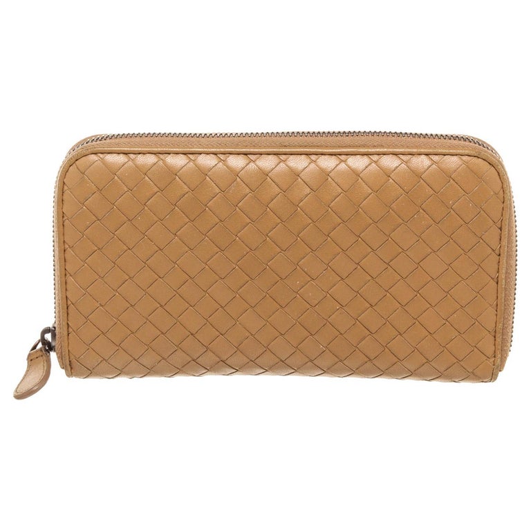 Bottega Venetta Brown Leather Wallet with material leather gold-tone ...