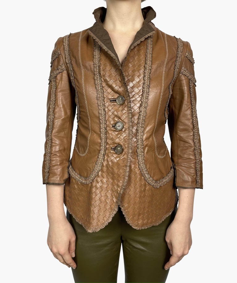 Bottega Venetta Runway Tobacco-Brown Leather Blazer, SS 2006 at 1stDibs