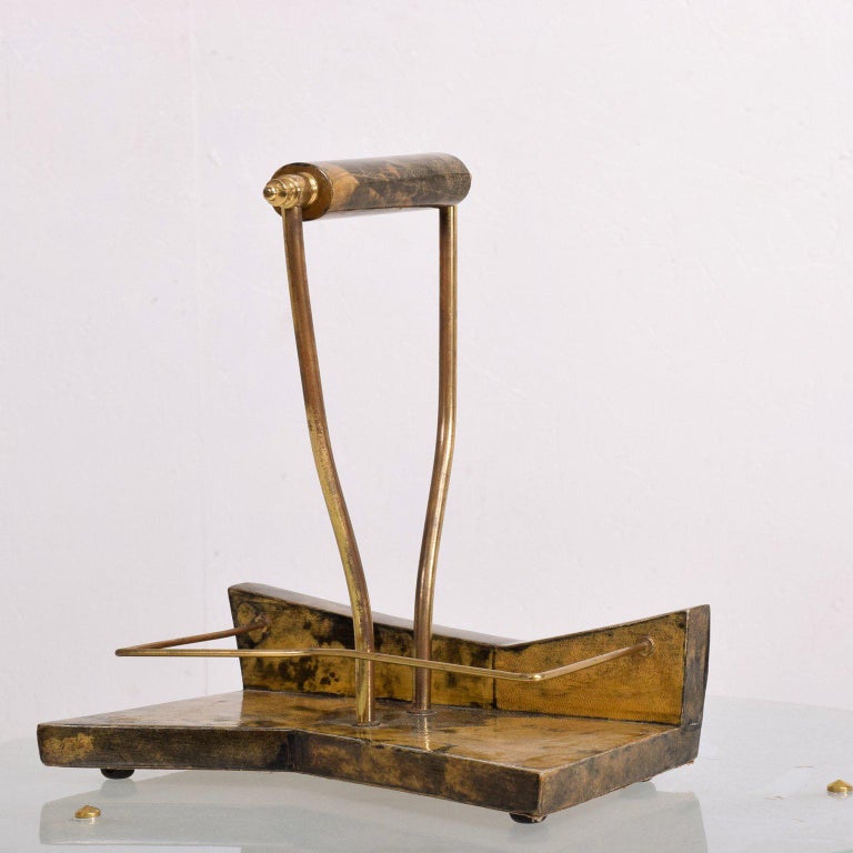 Bottle Holder in Goatskin and Brass, after Aldo Tura For Sale at 1stDibs