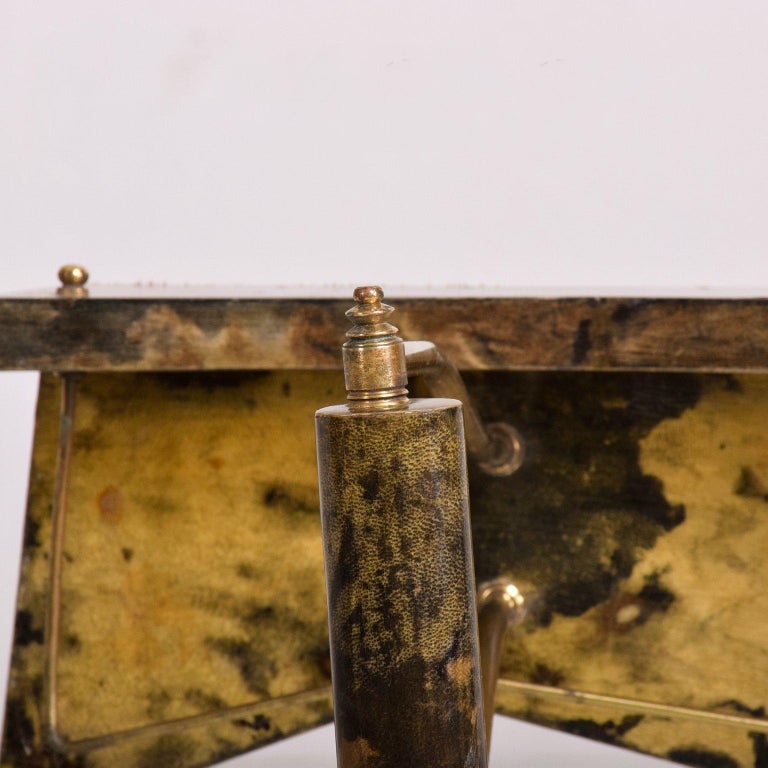 Bottle Holder in Goatskin and Brass, after Aldo Tura For Sale at 1stDibs
