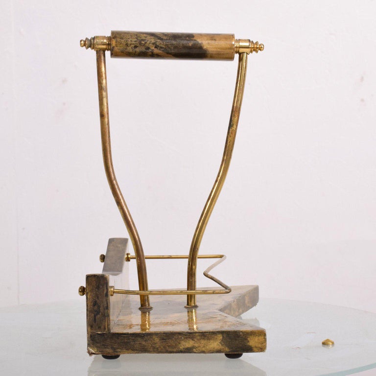Bottle Holder in Goatskin and Brass, after Aldo Tura For Sale at 1stDibs