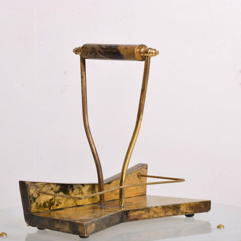 Bottle Holder in Goatskin and Brass, after Aldo Tura For Sale at 1stDibs