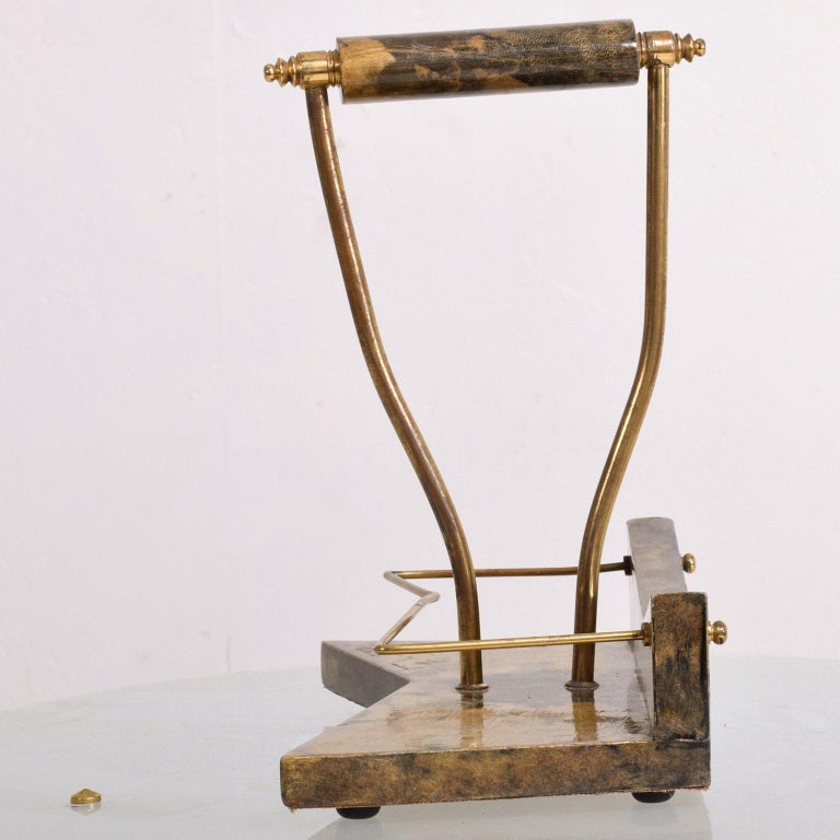 Bottle Holder in Goatskin and Brass, after Aldo Tura For Sale at 1stDibs