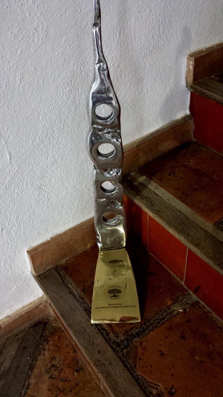 Bottle Rack for 4 Bottles Sand Cast Solid Brass and Aluminium Handmade ...