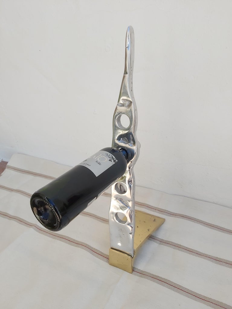 Bottle Rack for 4 Bottles Sand Cast Brass and Aluminium Handmade in ...