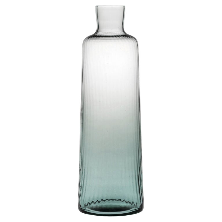 Bottle30, Bottle Glass Handcrafted Muranese Glass, Acquamarine Plissé ...
