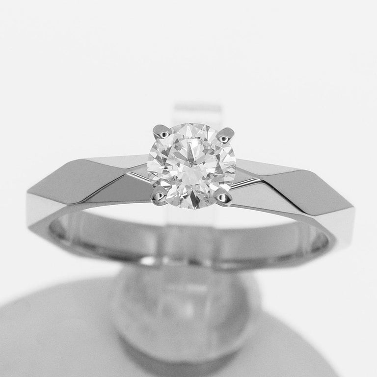 Boucheron 0.47 Carat Diamond 18 Karat White Gold Facet Solitaire Ring ...