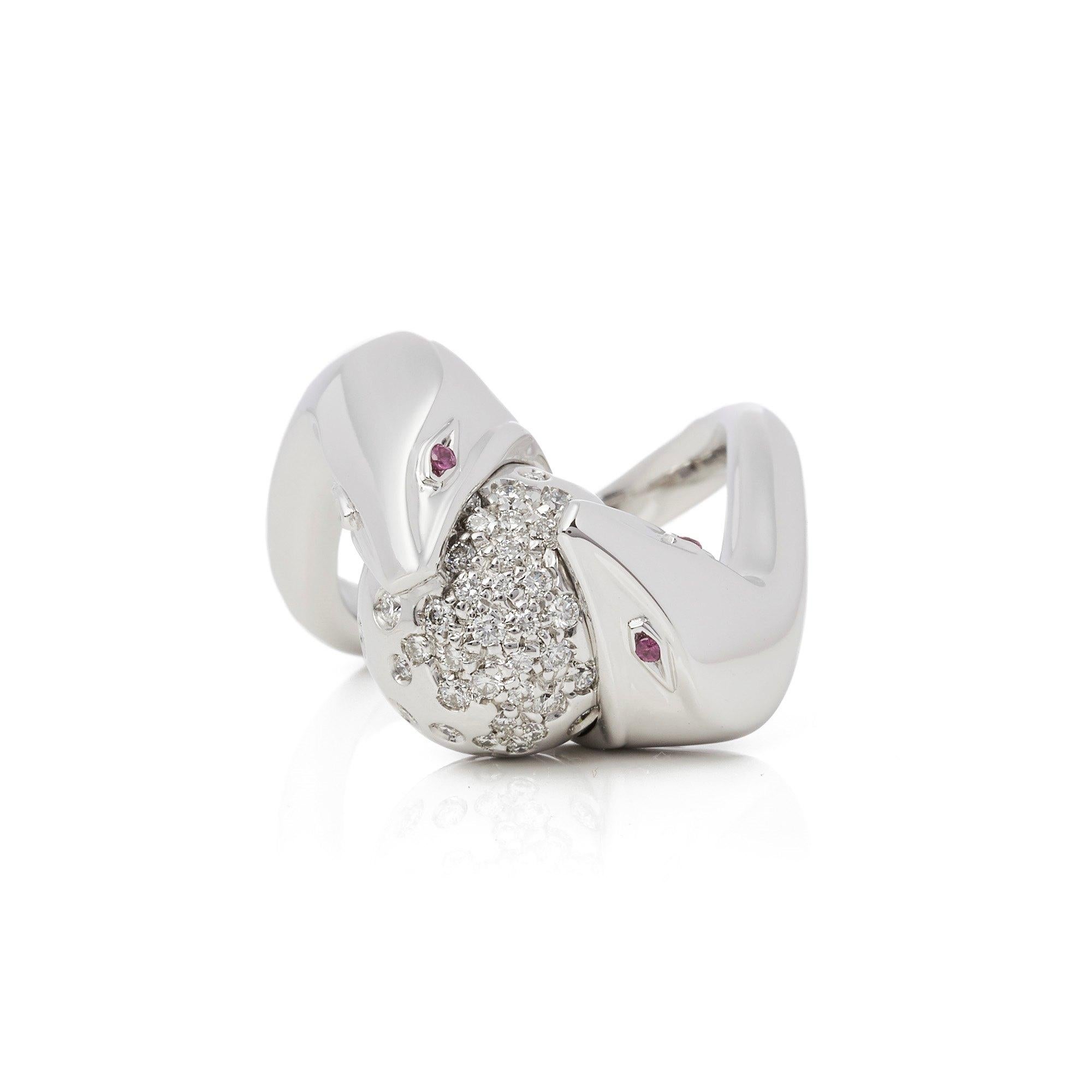 Boucheron 18 Karat White Gold Serpent Diamond Ring For Sale at 1stDibs