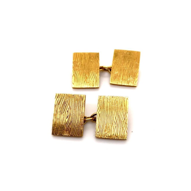 Boucheron 18 Karat Yellow Gold Rectangular Chain Link Cufflinks, Circa ...