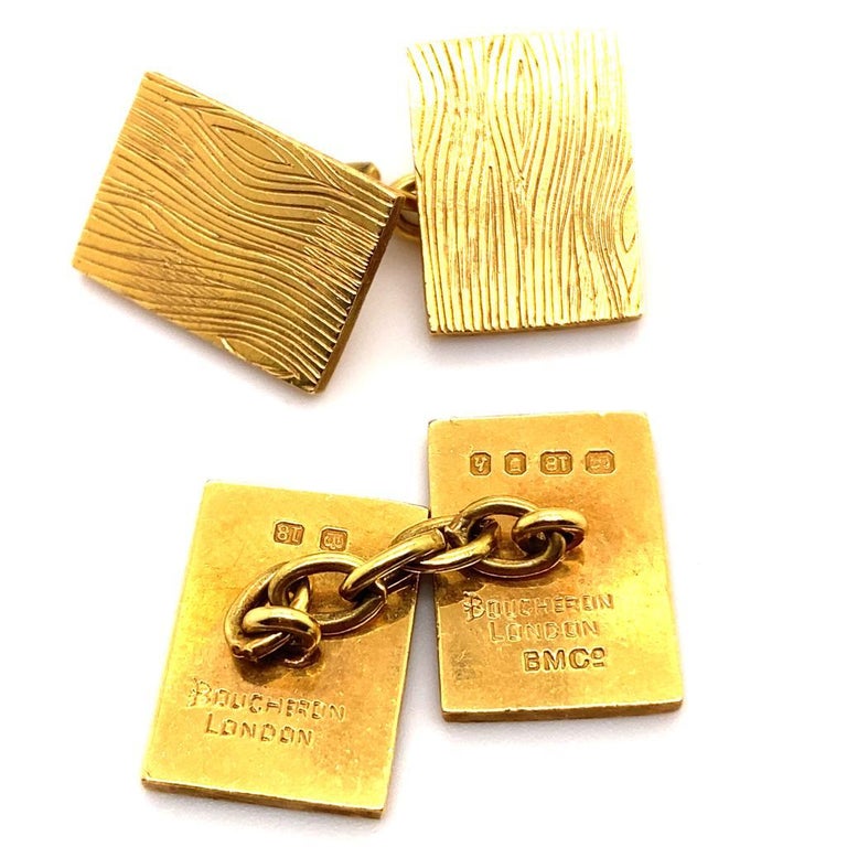Boucheron 18 Karat Yellow Gold Rectangular Chain Link Cufflinks, Circa ...