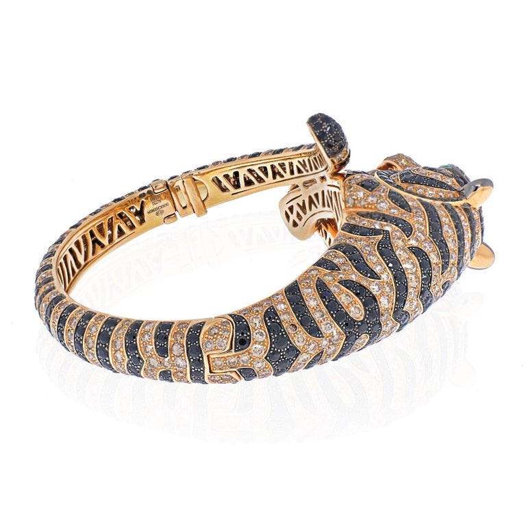 Boucheron 18k Rose Gold Bagha Tiger Diamond Bangle Bracelet at 1stDibs ...