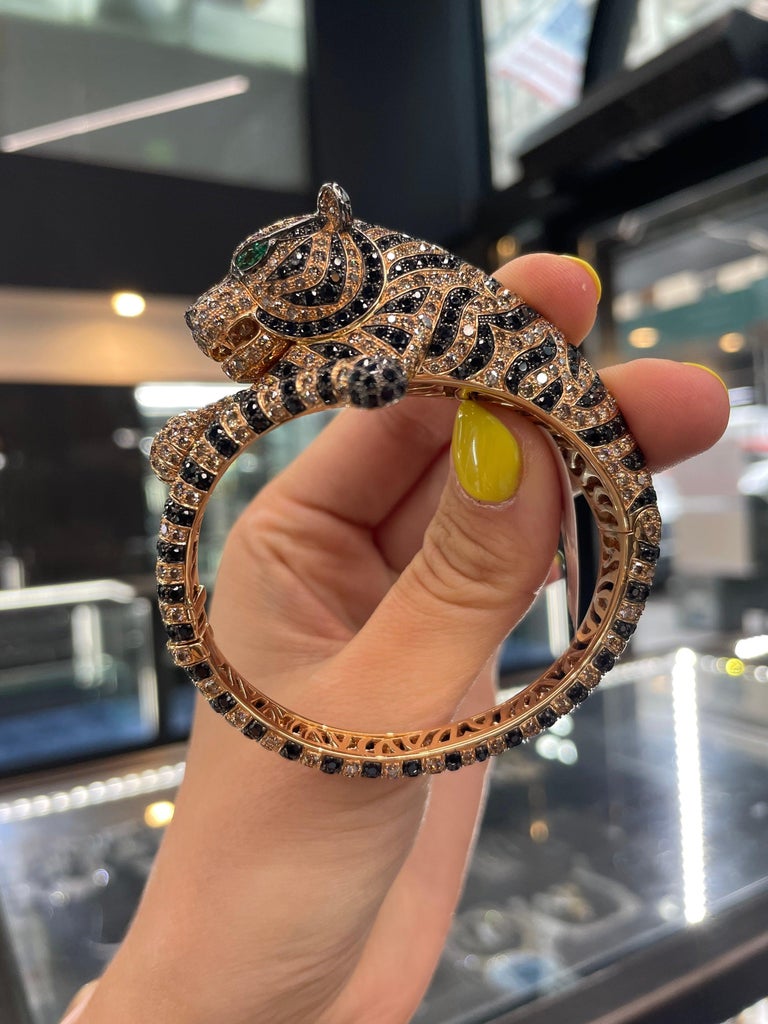 Boucheron 18k Rose Gold Bagha Tiger Diamond Bangle Bracelet at 1stDibs ...