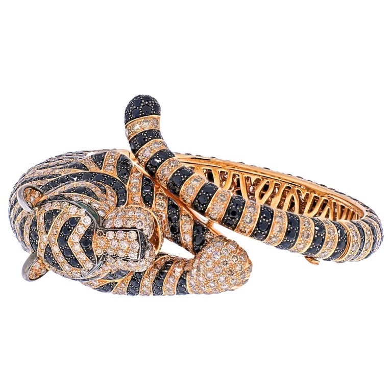 Boucheron 18k Rose Gold Bagha Tiger Diamond Bangle Bracelet at 1stDibs ...