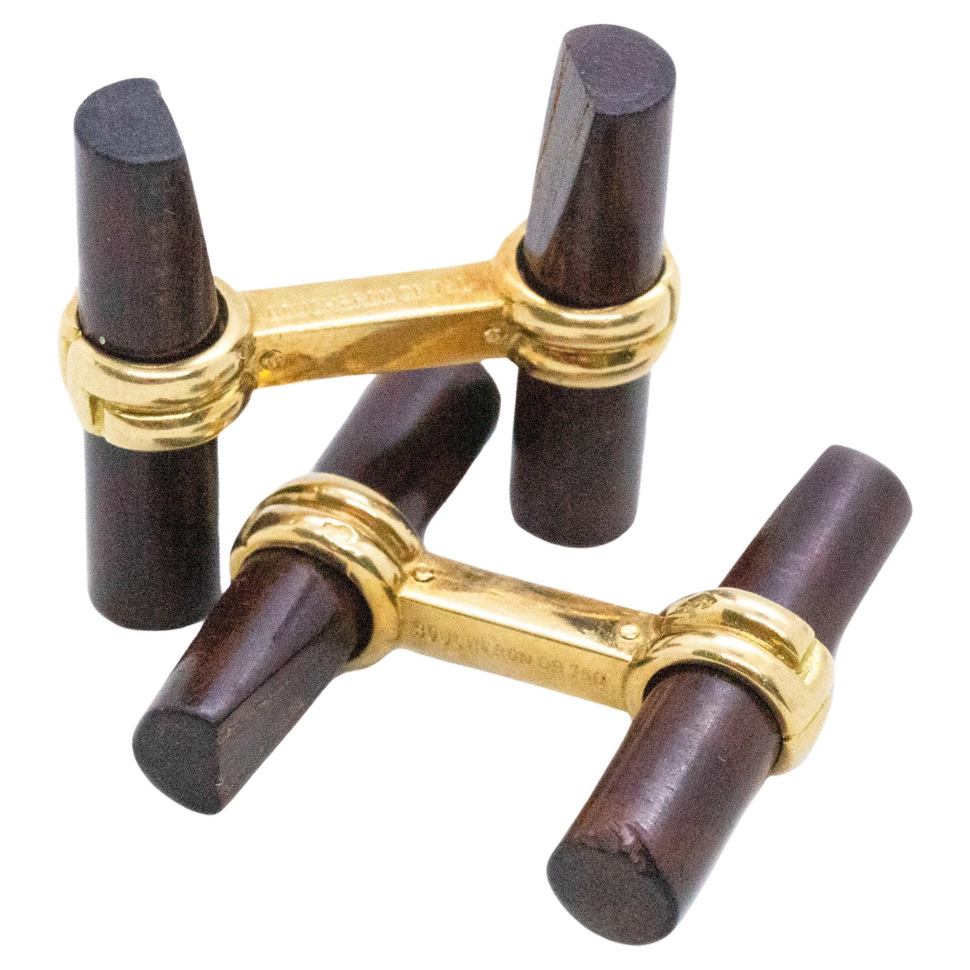 Dinh Van Paris 1970 Pair of Geometric Cufflinks in 18Kt Gold with Rose ...