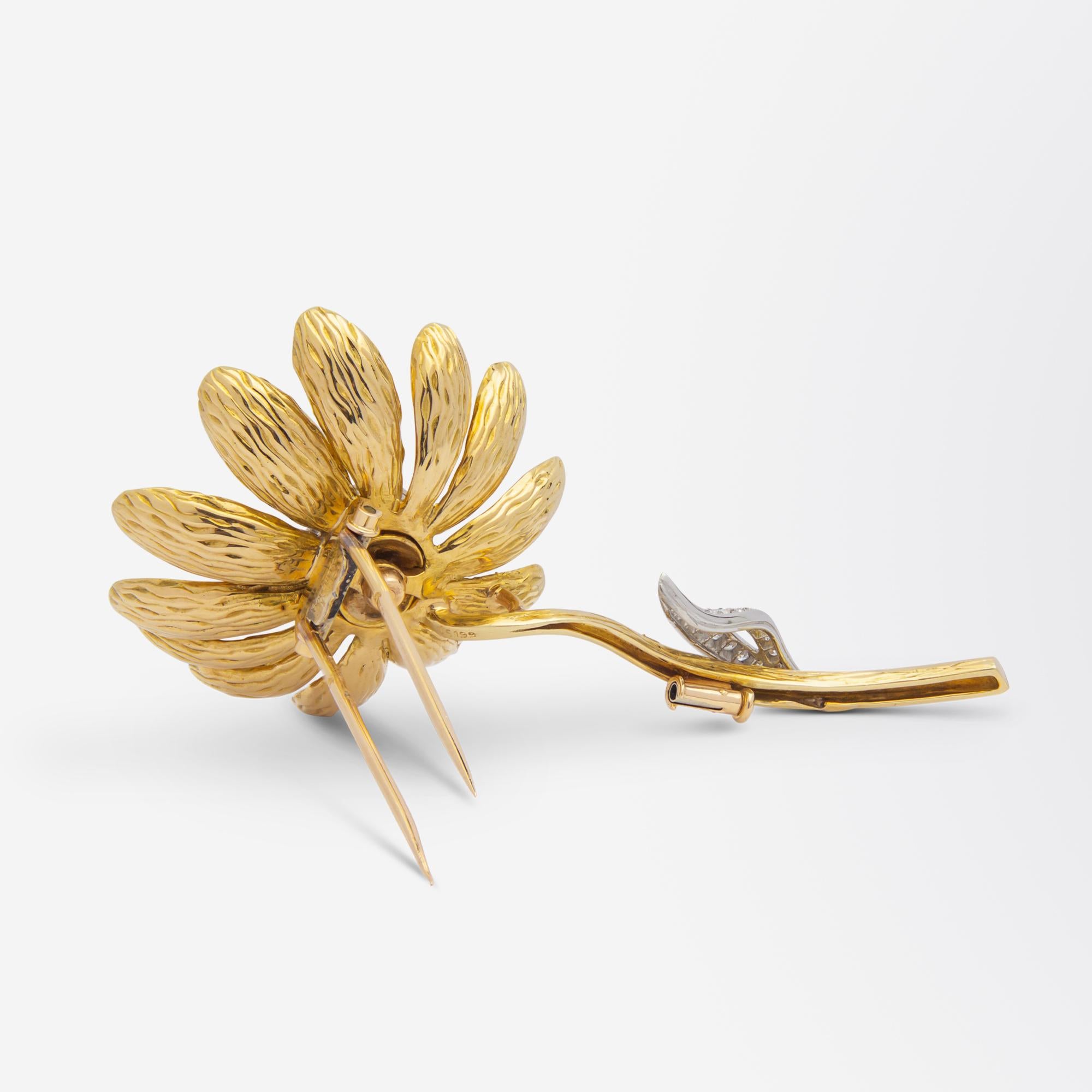Boucheron Gold and Diamond Daisy Brooch Pin For Sale at 1stDibs | daisy ...