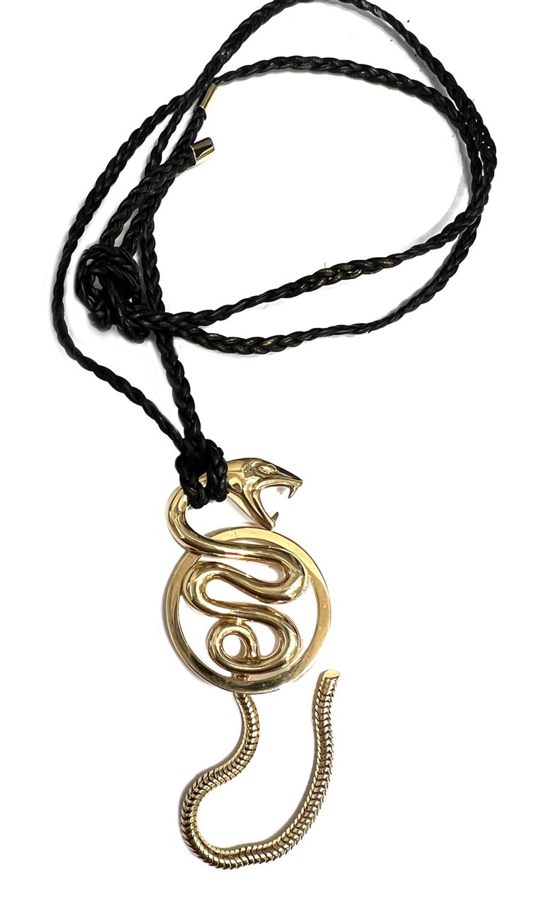Boucheron Gold Serpent Pendant Cord Necklace with Original Box For Sale ...