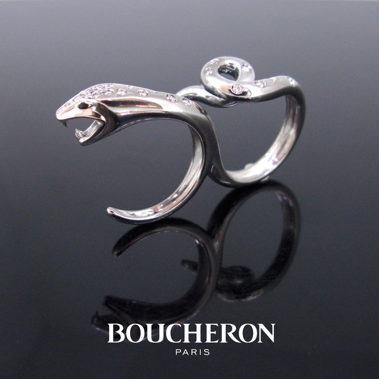 Boucheron Kaa Double Trouble Snake Diamond White Gold Ring at 1stDibs