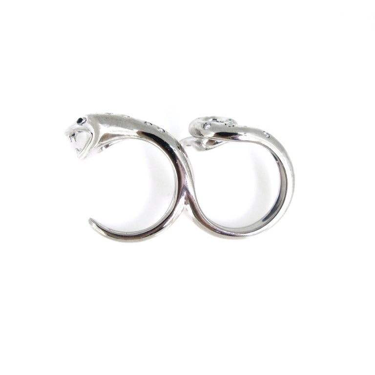 Boucheron Kaa Double Trouble Snake Diamond White Gold Ring at 1stDibs