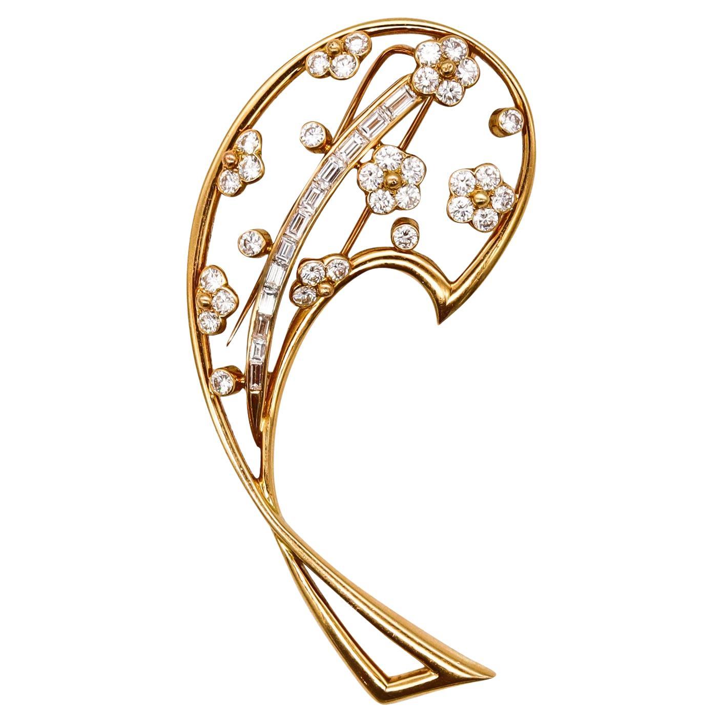Fred of Paris 1970 Enamel Sauvage Cat Brooch 18k Gold with Diamonds and ...