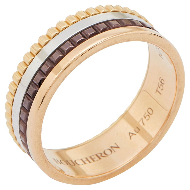 Boucheron Quatre Classique Brown PVD 18k Three Tone Gold Small Band ...