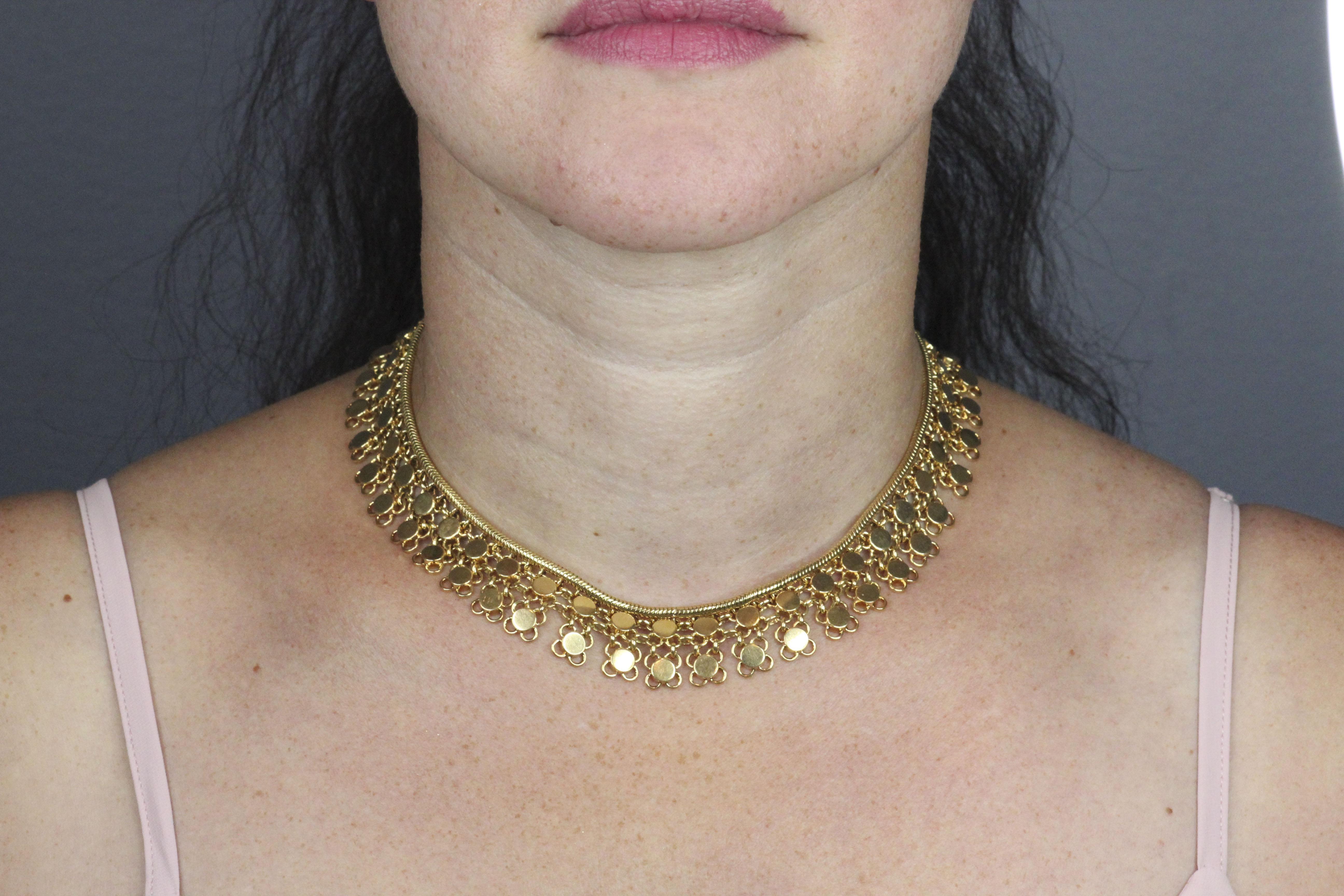 Boucheron Retro 1940s 18k Gold Flexible Fringe Disc Necklace For Sale ...