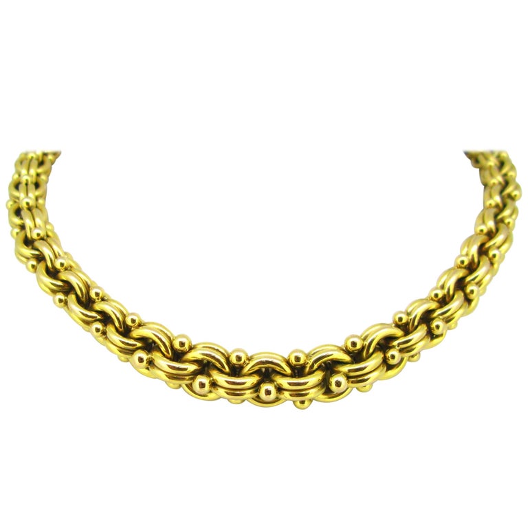 Boucheron Retro Double Link Beads Yellow Gold Graduated Link Necklace ... Boucheron Retro Double Link Beads Yellow Gold Graduated Link Necklace ...