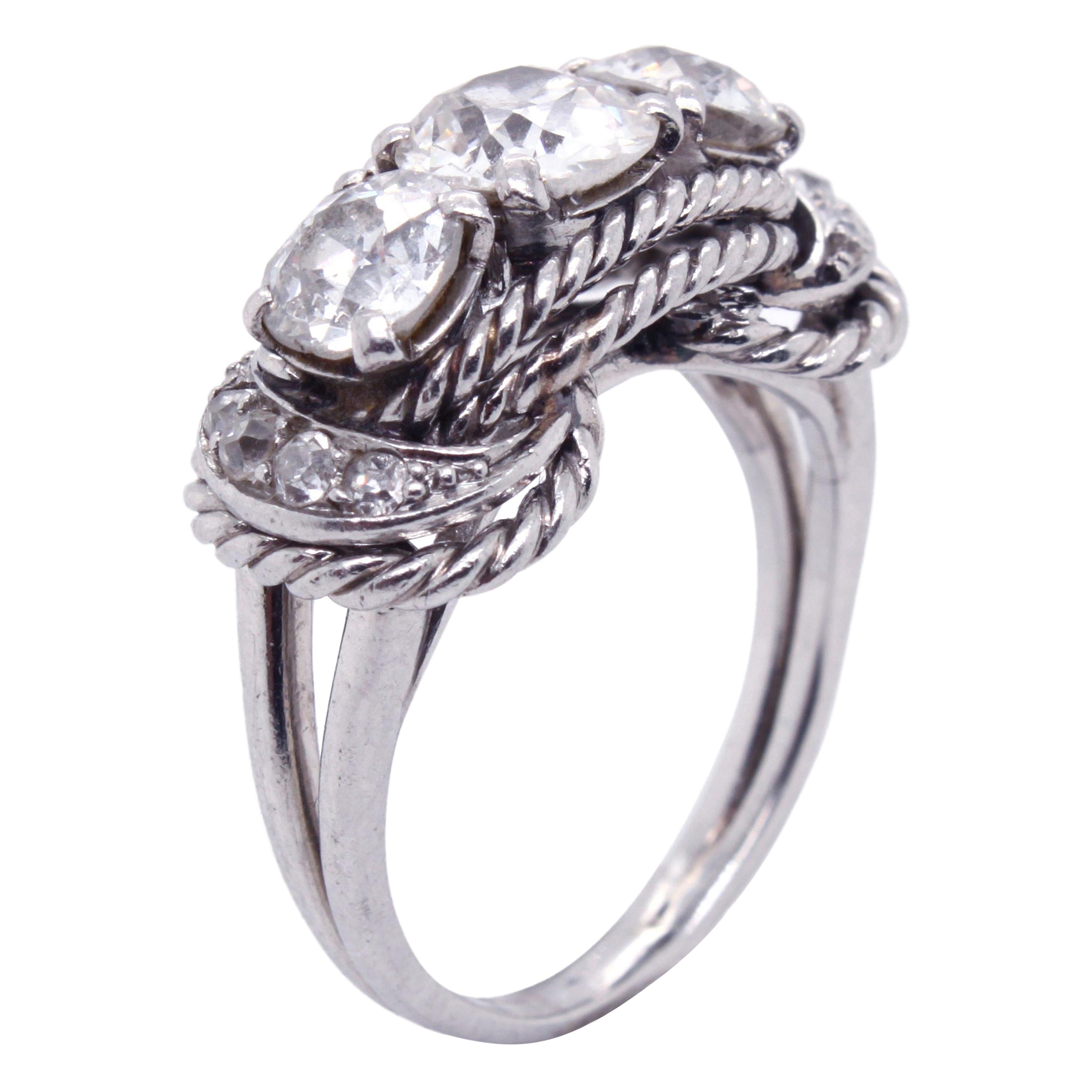 Boucheron Retro Three-Stone Diamond Ring, circa 1940s at 1stDibs ...
