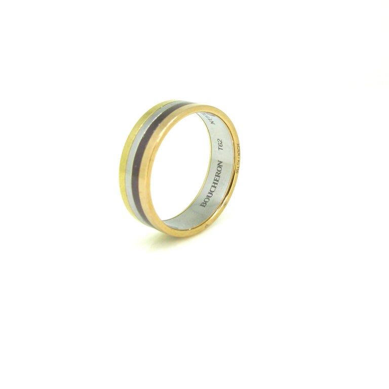 Boucheron Rose Yellow White Gold Quatre Edition Small Band Ring at 1stDibs
