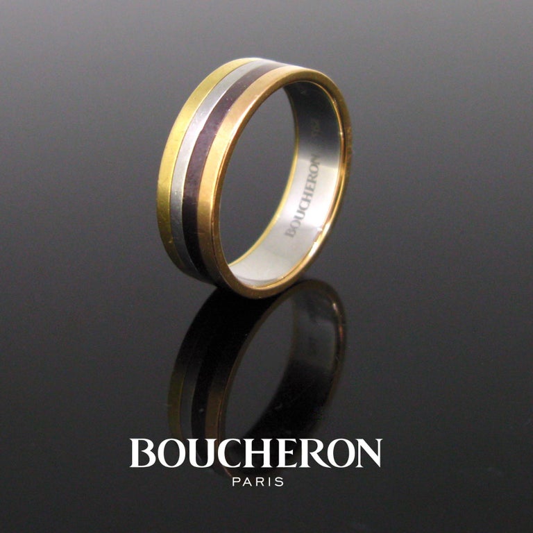 Boucheron Rose Yellow White Gold Quatre Edition Small Band Ring at 1stDibs
