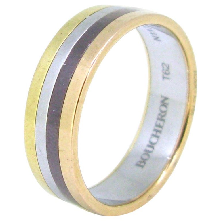 Boucheron Rose Yellow White Gold Quatre Edition Small Band Ring at 1stDibs
