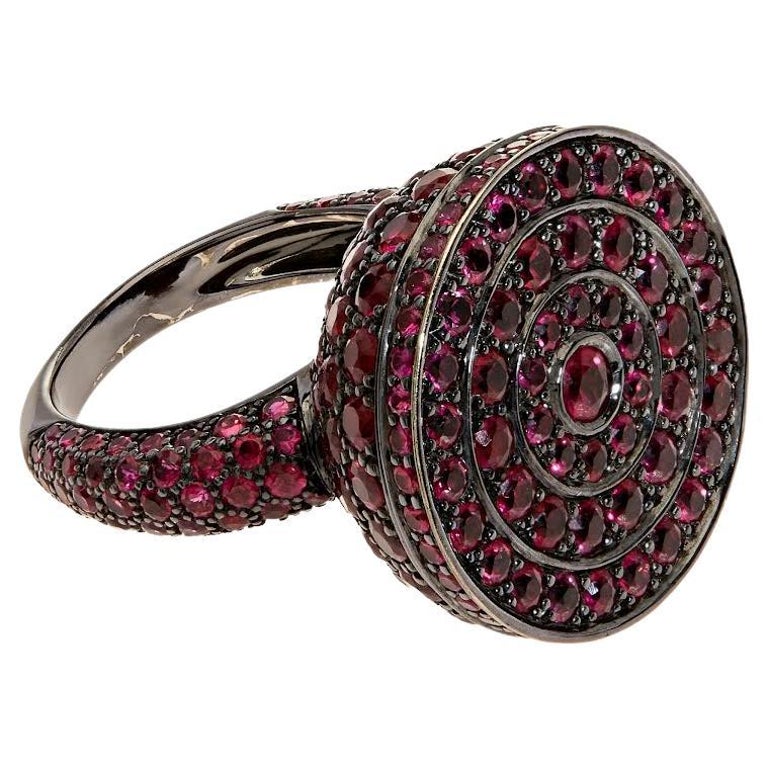 Boucheron Ruby Blackened Gold Secret Ring For Sale at 1stDibs
