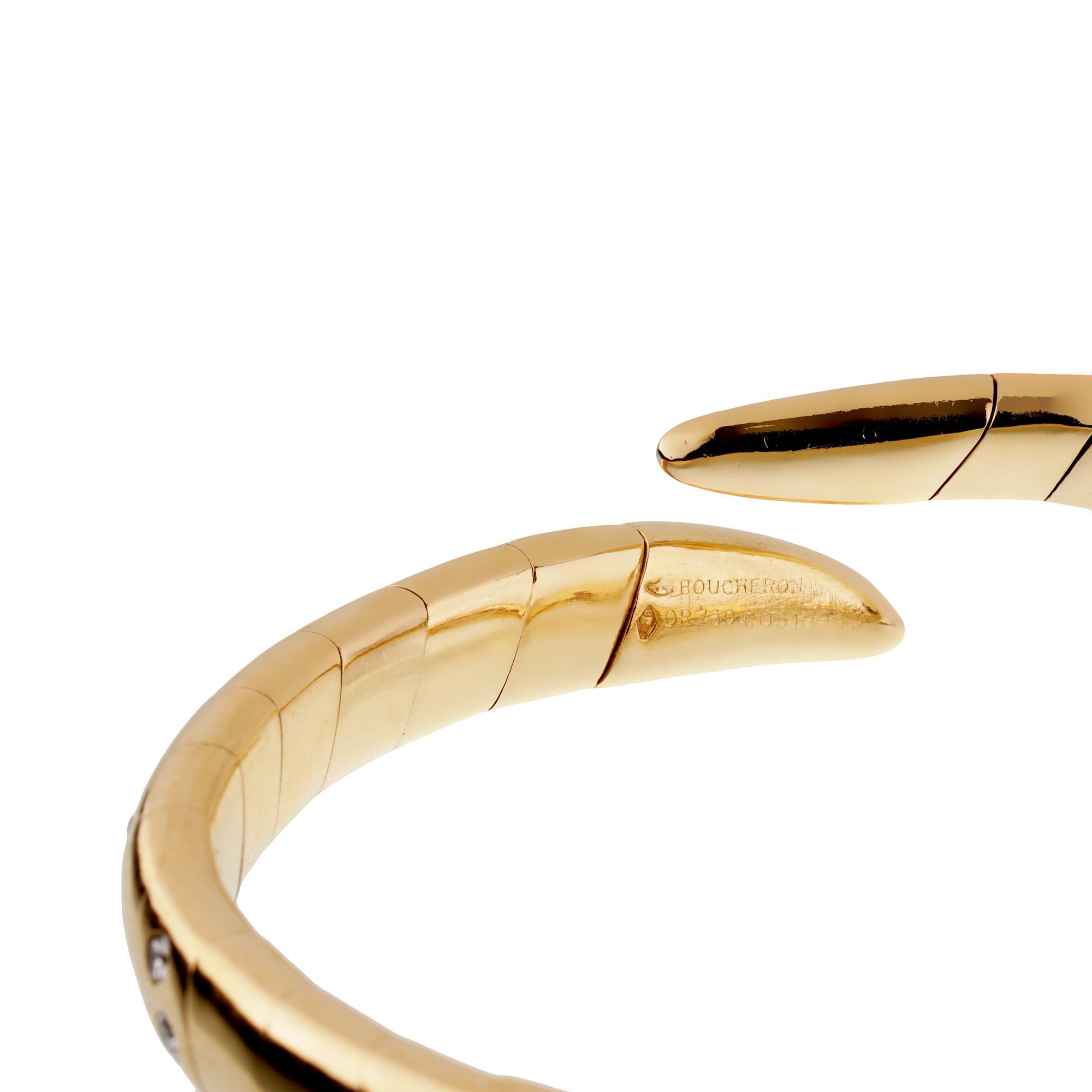 Boucheron Vintage Yellow Gold Diamond Cuff Bangle Bracelet at 1stDibs ...