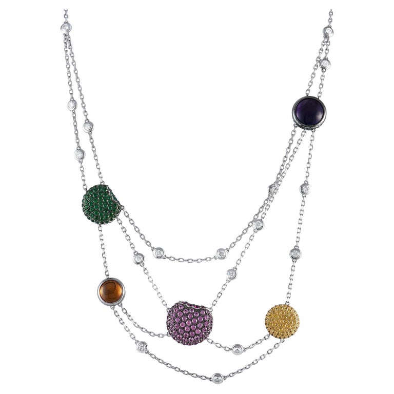 Boucheron White Gold 1.73ct Diamond and Multi-Colored Gemstones Macaron ...