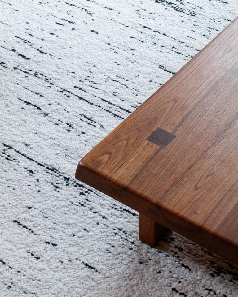 Bouclé-Black/White Handwoven Thick Wool Rug For Sale at 1stDibs