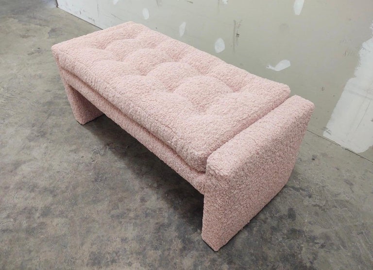 Boucle Blush Shearling Newly Upholstered Bench Settee at 1stDibs