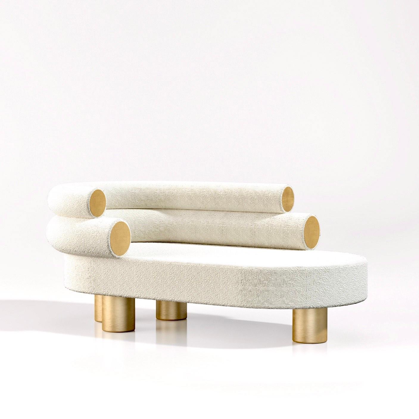 Bouclé Cream and Brass Mineral Chaise Longue by Kasadamo For Sale at ...