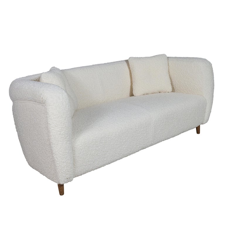 Boucle Upholstered Two Seat Couch For Sale at 1stDibs