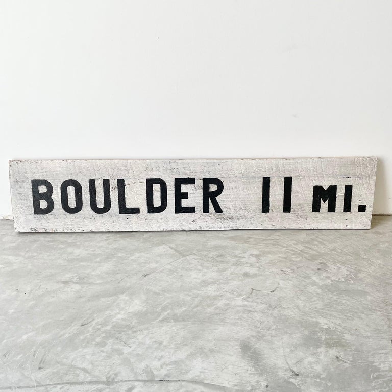 'Boulder' Colorado Hand Painted Wood Road Sign For Sale at 1stDibs