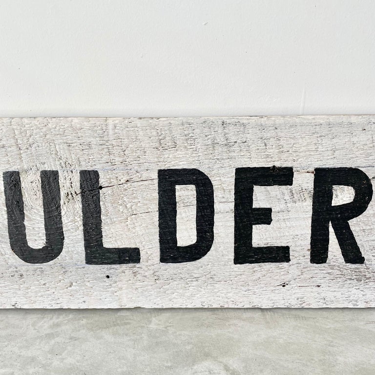 'Boulder' Colorado Hand Painted Wood Road Sign For Sale at 1stDibs