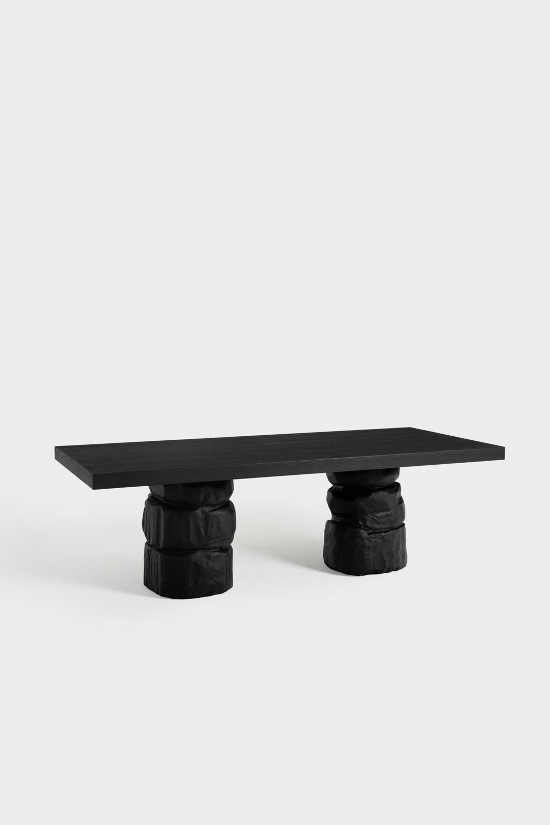 Boulder Table in hand carved reclaimed pine and ebonized finish by ...