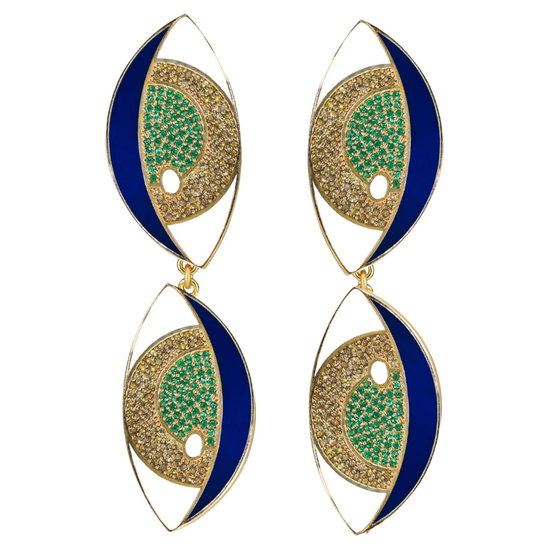 Boulo Colorful Statement Contemporary Dangle Earring with Ruby and ...