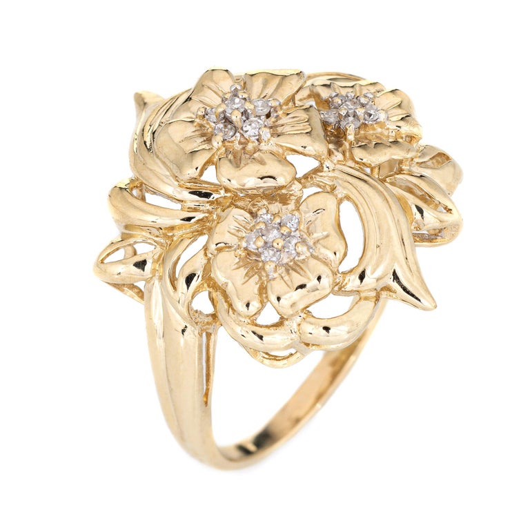 Bouquet of Flowers Ring Vintage 10k Yellow Gold Estate Fine Jewelry at ...