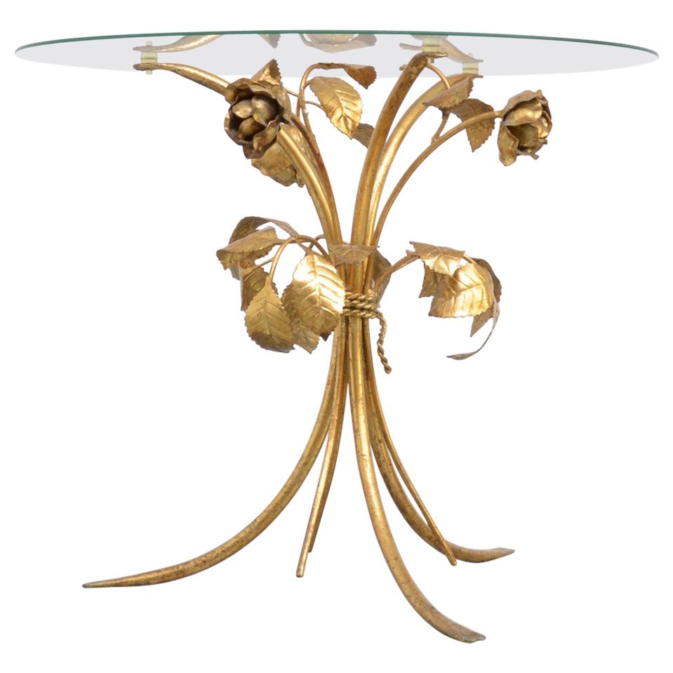 'Bouquet of Roses' Gilded Side Table at 1stDibs